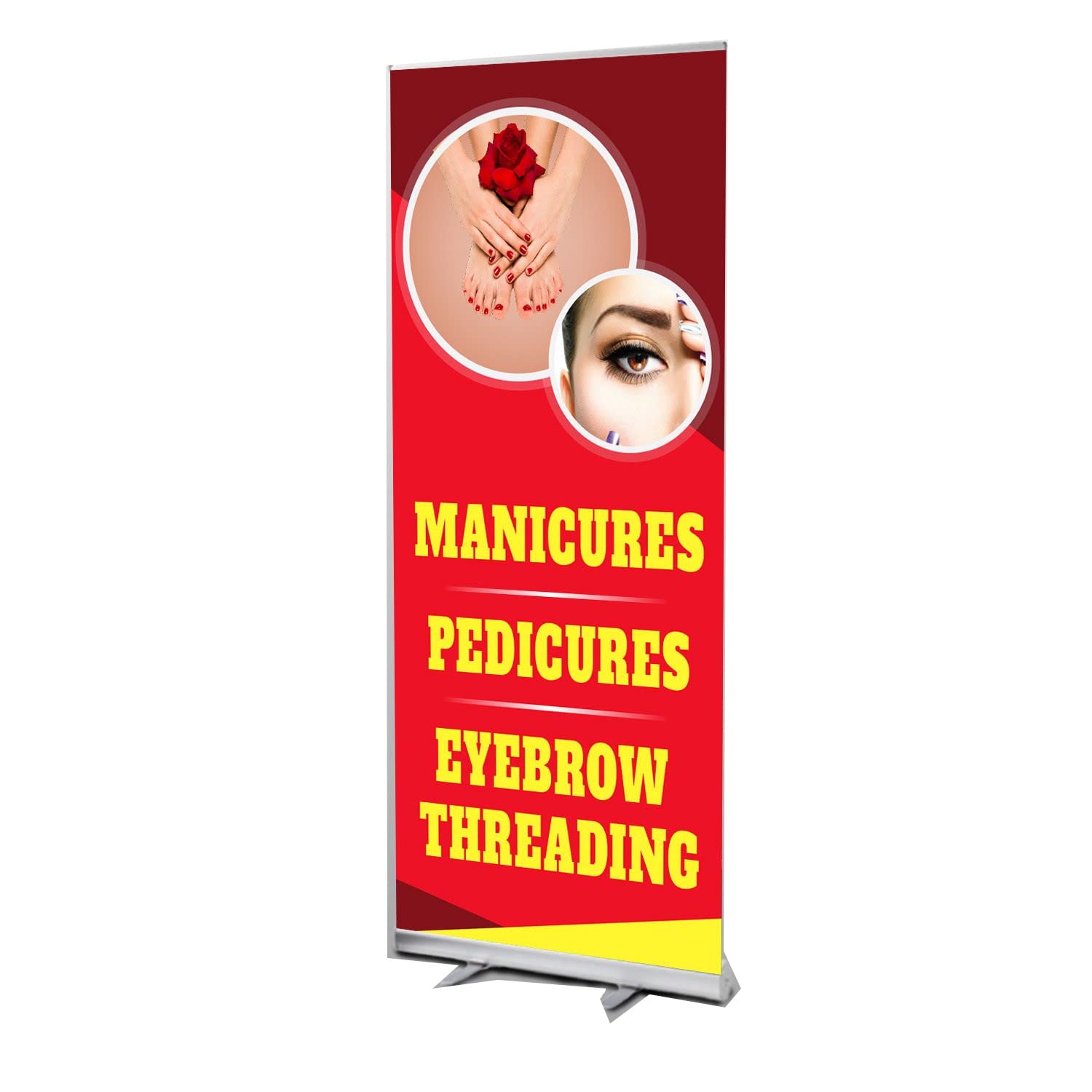 Manicures Pedicures Eyebrow Threading Retractable Banner with Aluminum