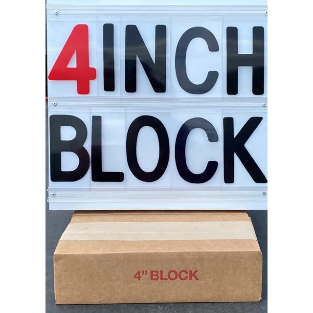 Flexible Outdoor Sign Letters Block Style | 4" on 5" Black/Red | 272 c