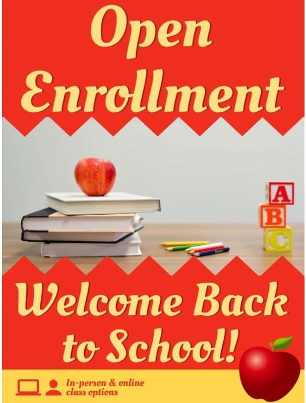 Open Enrollment Welcome Back To School | Retail Window Display Sign