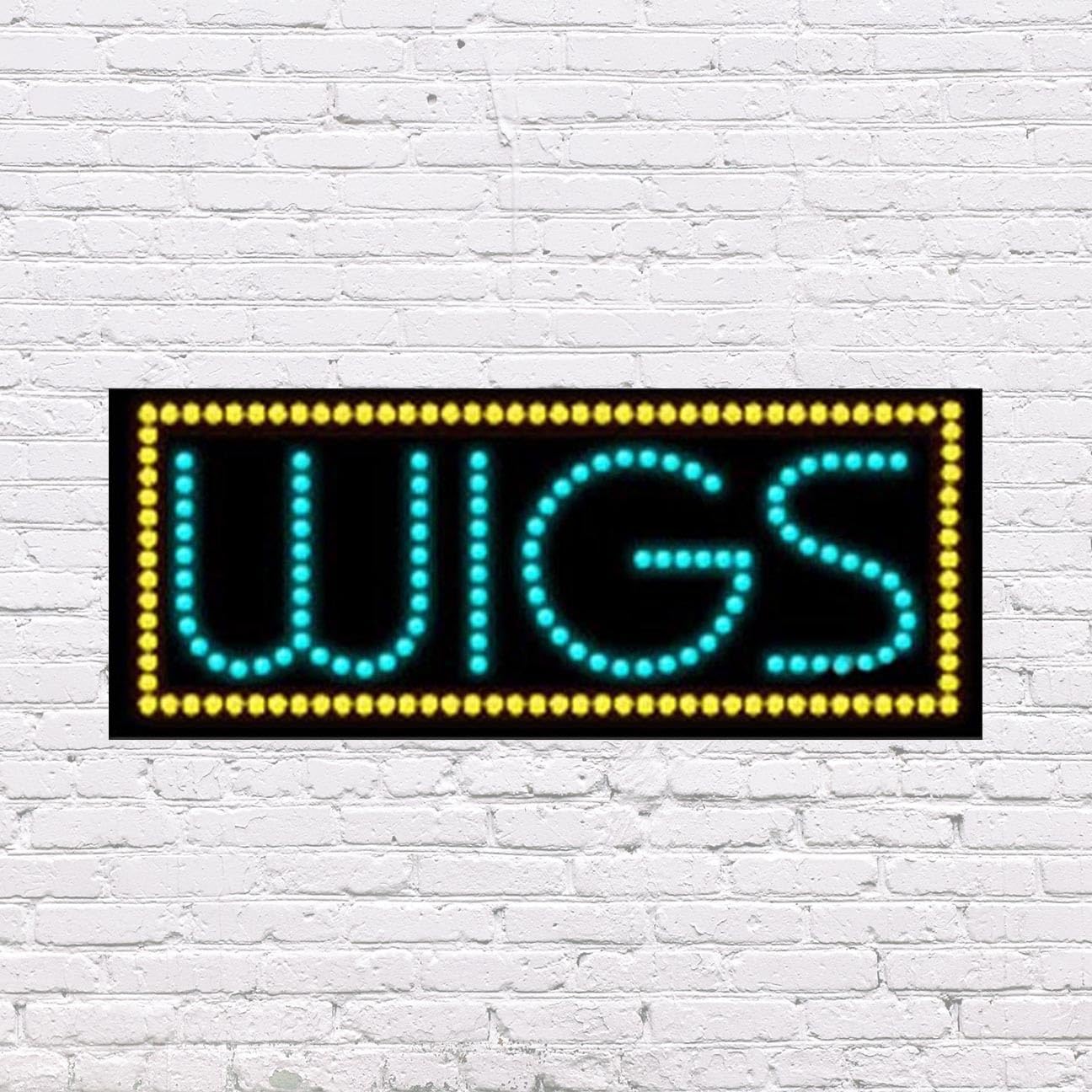 LED Wigs | Light-up Sign | 27"W x 11"H x 1"D