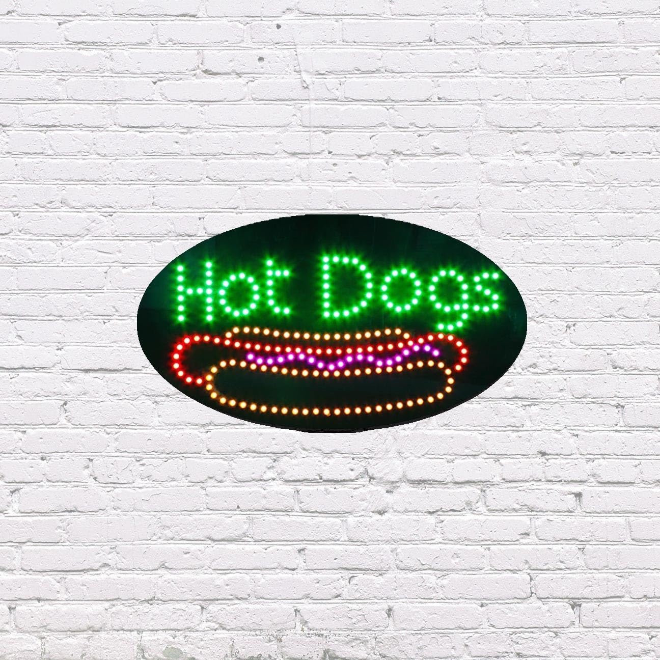 LED Hot Dogs Sign | Light Up Sign | 15"h x 27"w x 1"d
