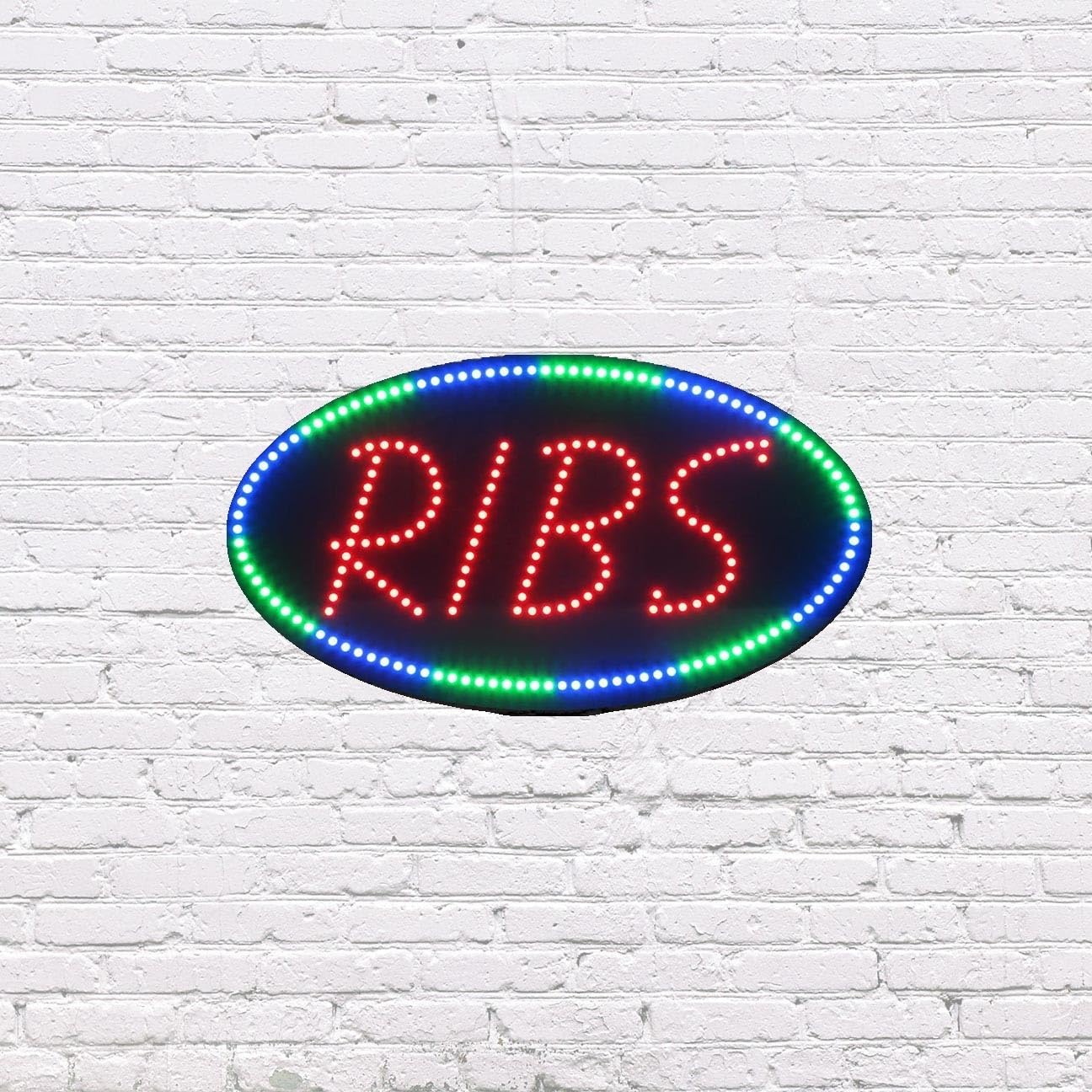 LED Ribs Sign | Light Up Sign | 15"h x 27"w x 1"d