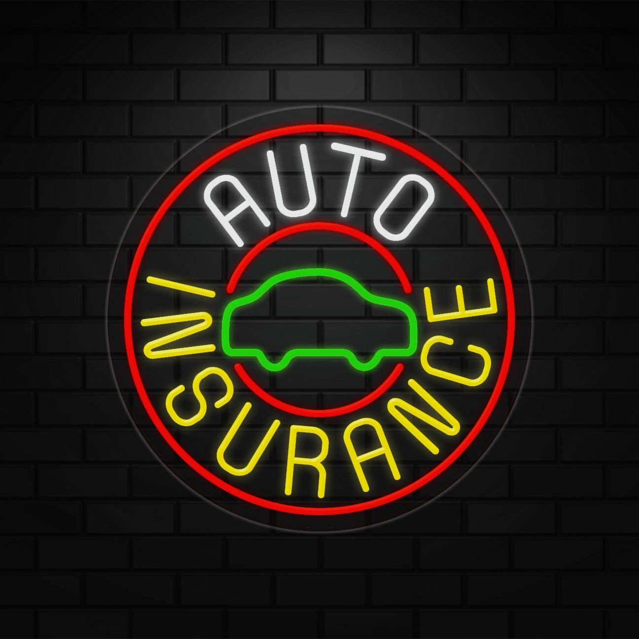 Auto Insurance Sign for Business Displays | LED Flex Neon | 26"W x 26"
