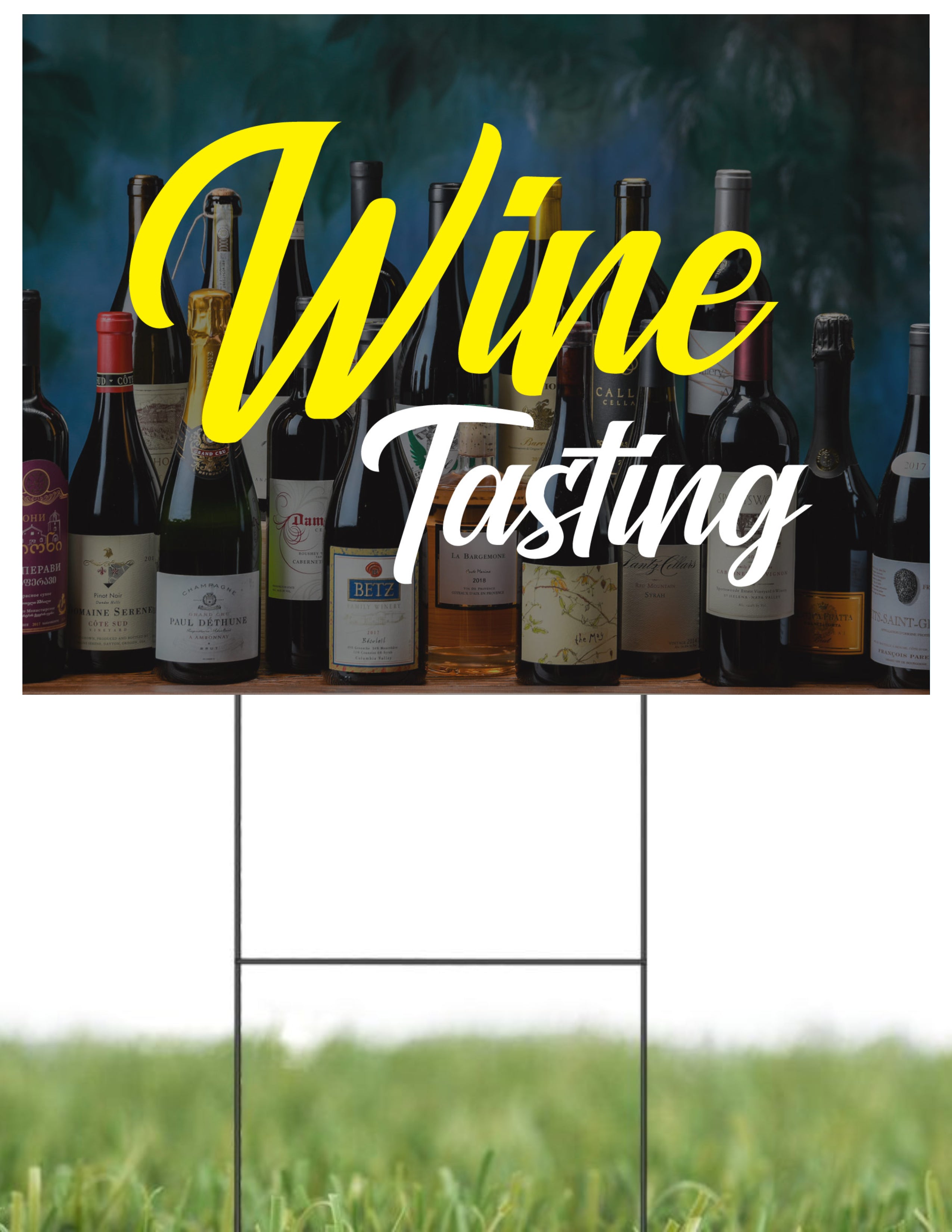 Wine Tasting | Sidewalk Yard Sign with Metal Stakes | 24"W x 18"H