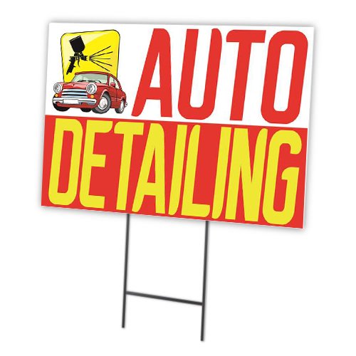 Auto Detailing | Sidewalk Yard Sign w/ Metal Stakes | 24"W x 18"H