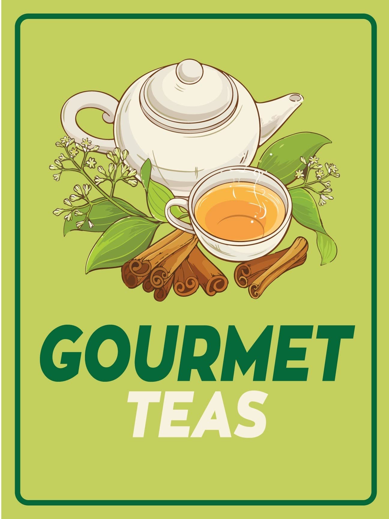Gourmet TEAS | Retail Window Display Sign | 18"W x 24"H