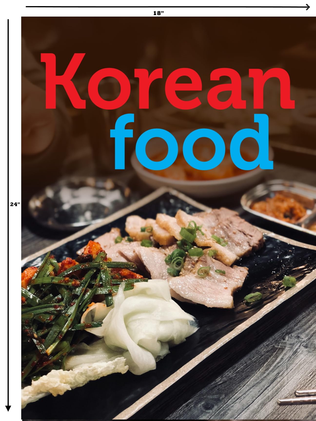Korean Food | Retail Window Display Sign | 18"W x 24"H