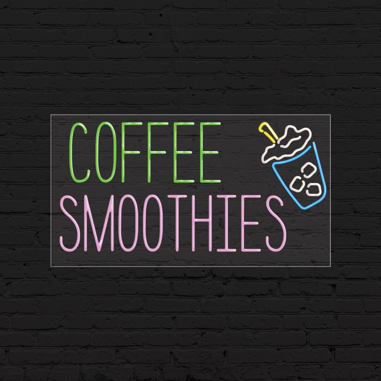 Coffee Smoothies Sign for Business Displays | LED Flex Neon | 37"W x 2