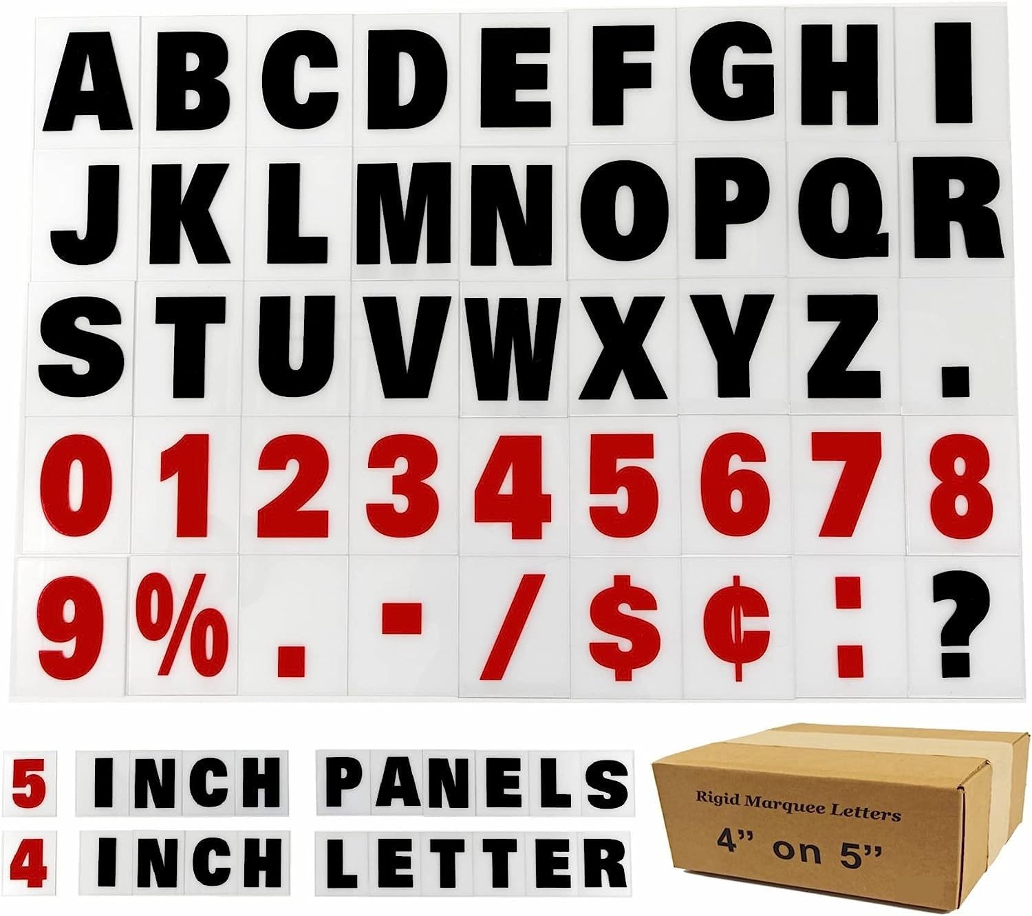 4? on 5? Rigid Acrylic Letters for Marquee Signs Block Font 336 count