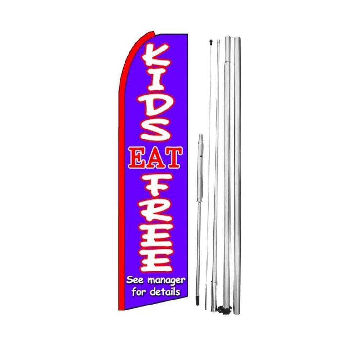 Kids Eat Free Swooper Flutter Feather Flag | 3ft W x 11.5ft Tall