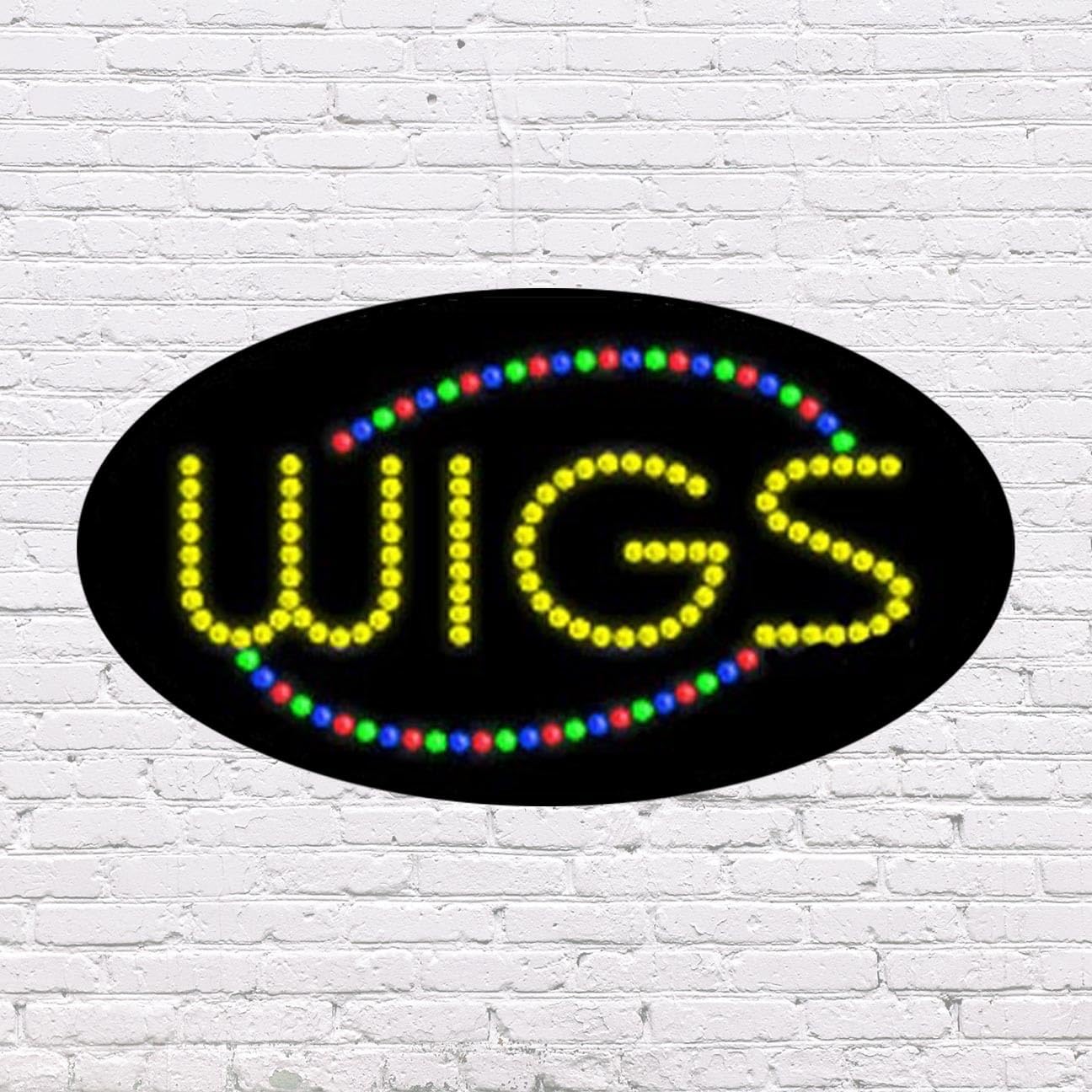 LED Wigs Sign | Light Up Sign | 15"H x 27"W x 2"D