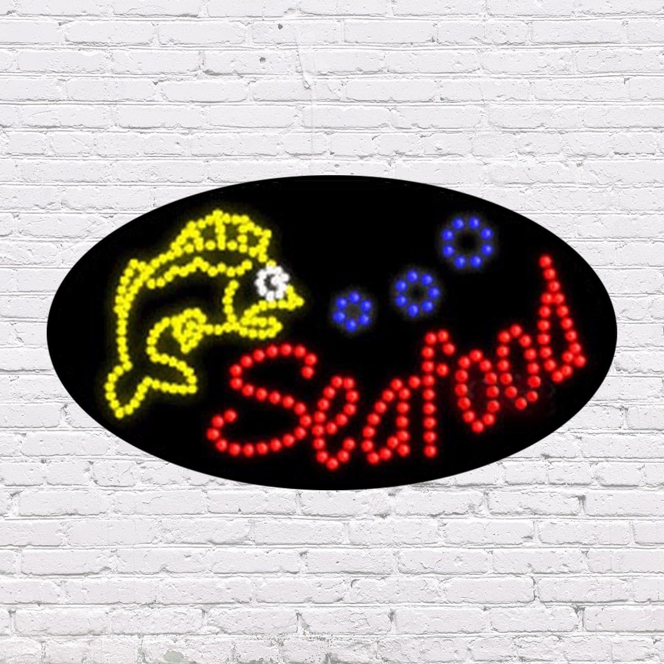 LED Seafood Sign | Light Up Sign | 17"H x 32"W x 2"D