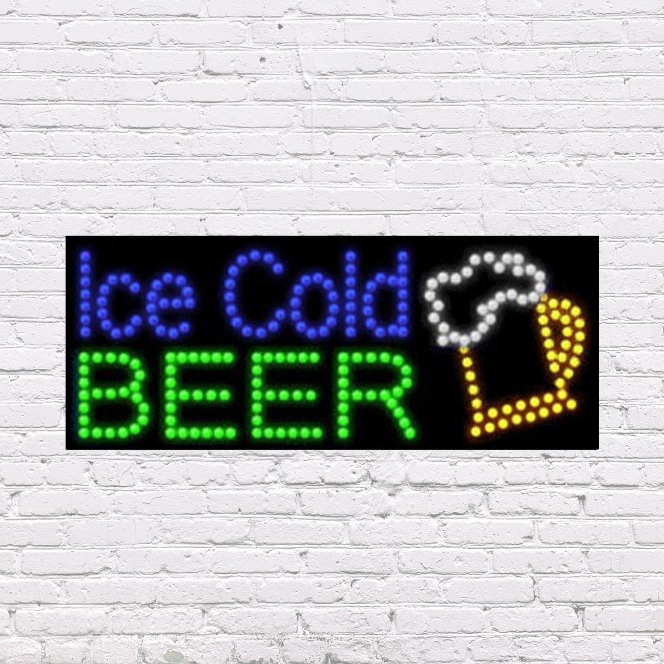 LED Ice Cold Beer Sign | Light Up Sign | 11"H x 27"W x 2"D