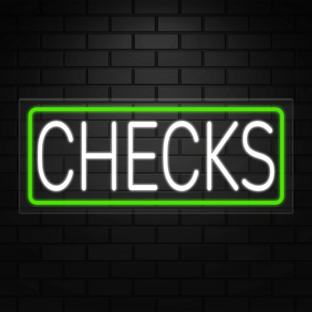 Checks Neon Sign for Retail Displays | LED Flex Neon | 24"W x 10"H x 1