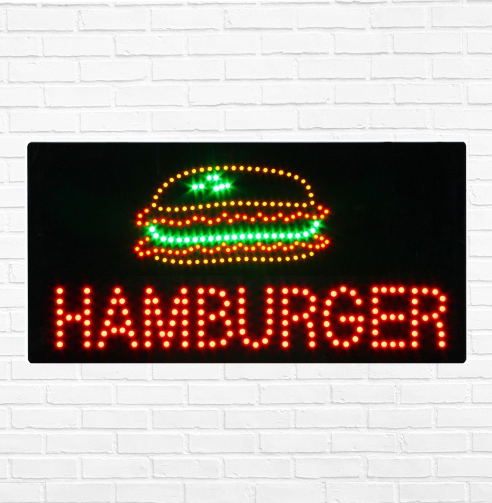 LED Hamburger Sign for Business Displays | Light Up Sign | 12"H x 24"W
