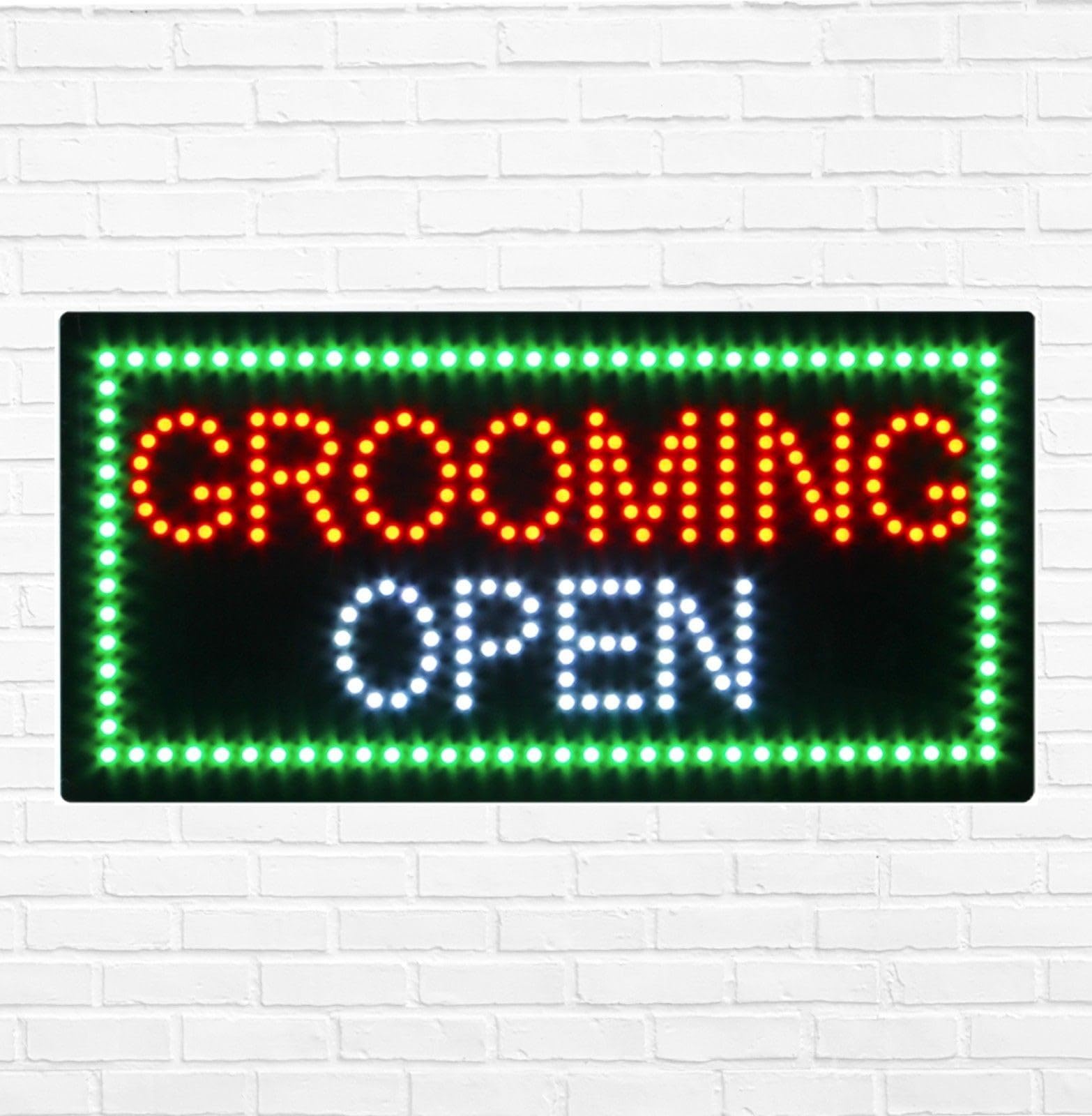 LED Grooming Open Sign for Business Displays | Light Up Sign | 12"H x