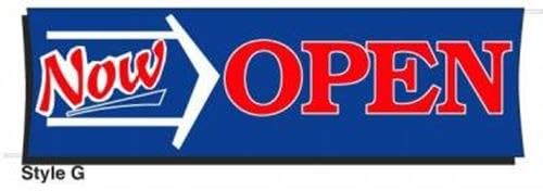 Now Open | Vinyl Banner w/ Grommets | 3’H x 10’W