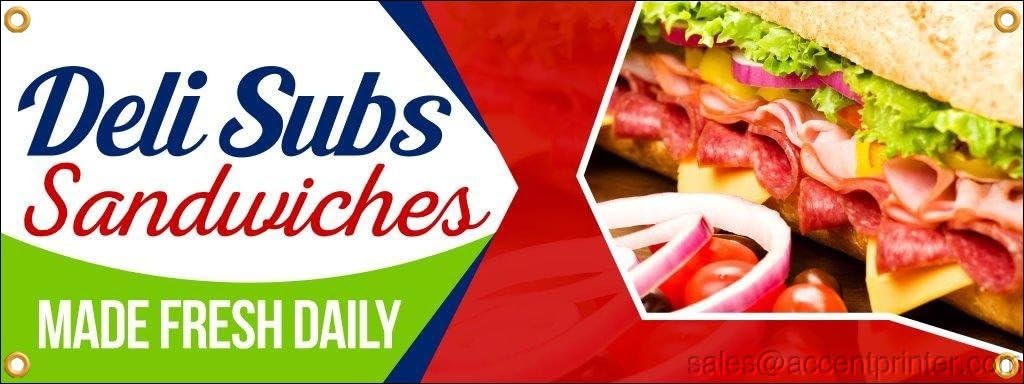 Deli Subs Sandwiches | Vinyl Banner w/ Grommets | 3’H x 8’W