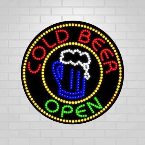 LED Open Cold Beer Sign for Retail Displays | Light Up Sign | 26"H x 2