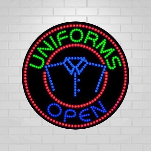 LED Open Uniforms Sign for Retail Displays | Light Up Sign | 26"H x 26
