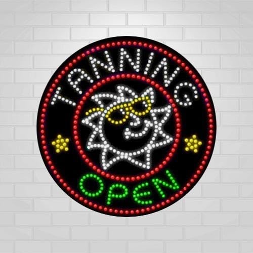 LED Open Tanning Sign for Retail Business Displays | Light Up Sign | 2