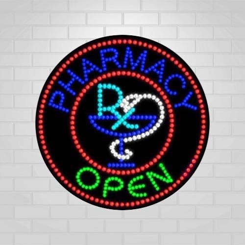 LED Open Pharmacy Sign for Retail Displays | Light Up Sign | 26"H x 26
