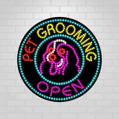 LED Open Pet Grooming Sign for Retail Displays | Light Up Sign | 26"H