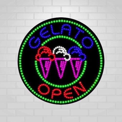 LED Open Gelato Sign for Retail Business Displays | Light Up Sign | 26