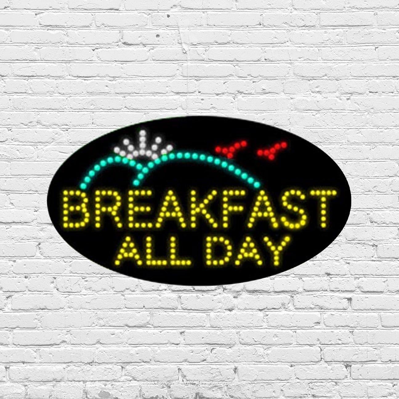 LED Breakfast All Day Sign for Retail Displays |Light Up Sign |15"H x