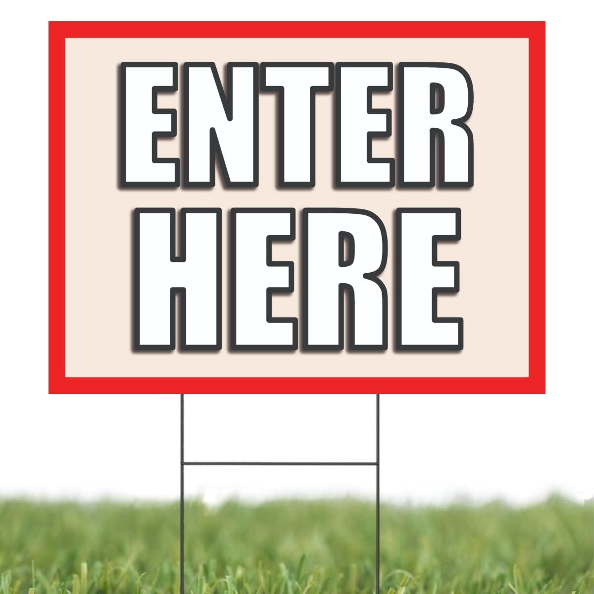 Enter Here | Sidewalk Yard Sign with Metal Stakes | 24"w x 18"h