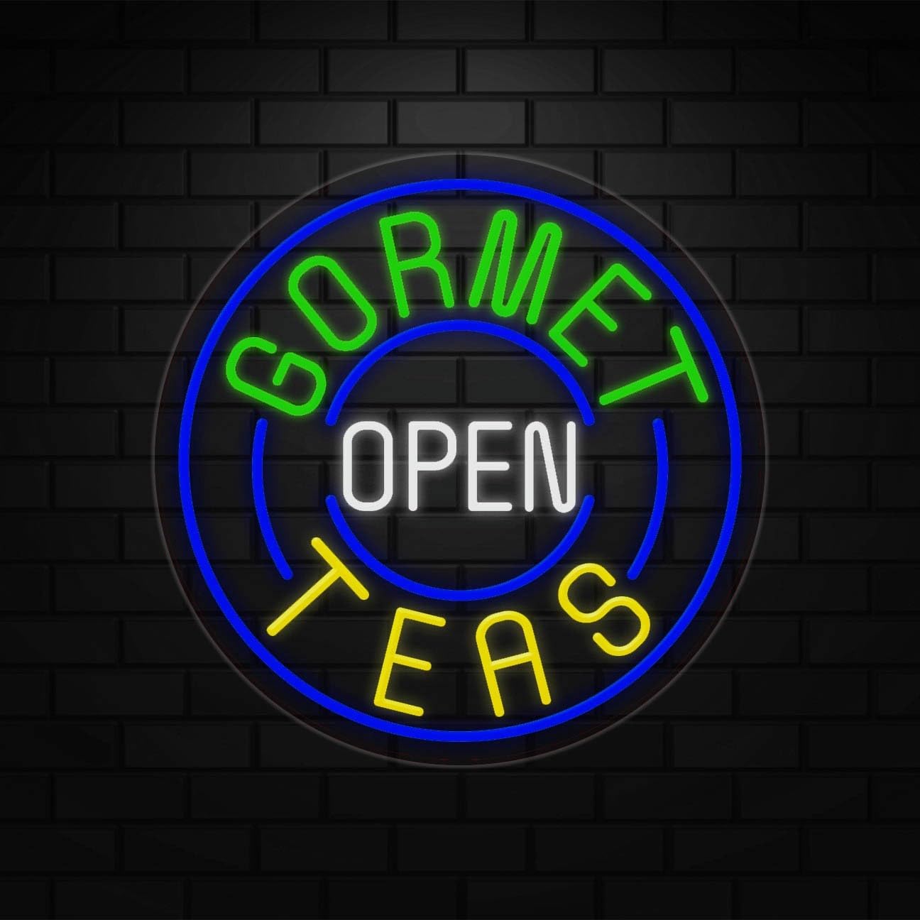 Gourmet Teas Open Sign for Retail Displays | LED Flex Neon | 26"W x 26