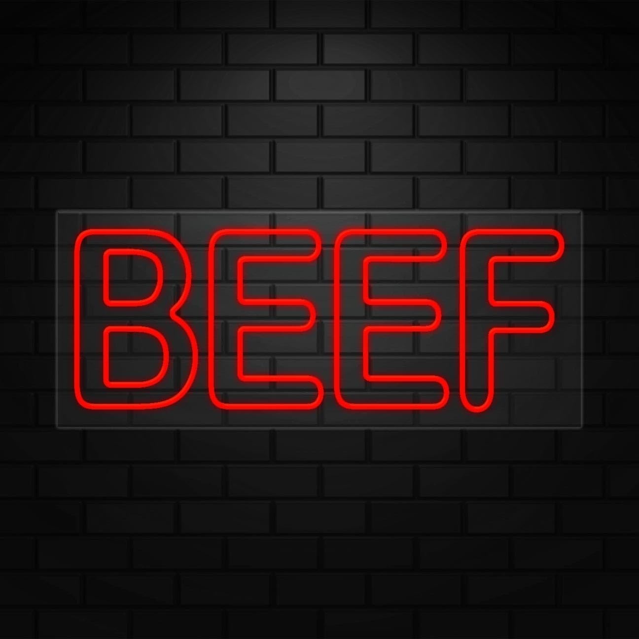 Beef Neon Sign for Retail Displays | LED Flex Neon | 30"W x 12"H x 1"D
