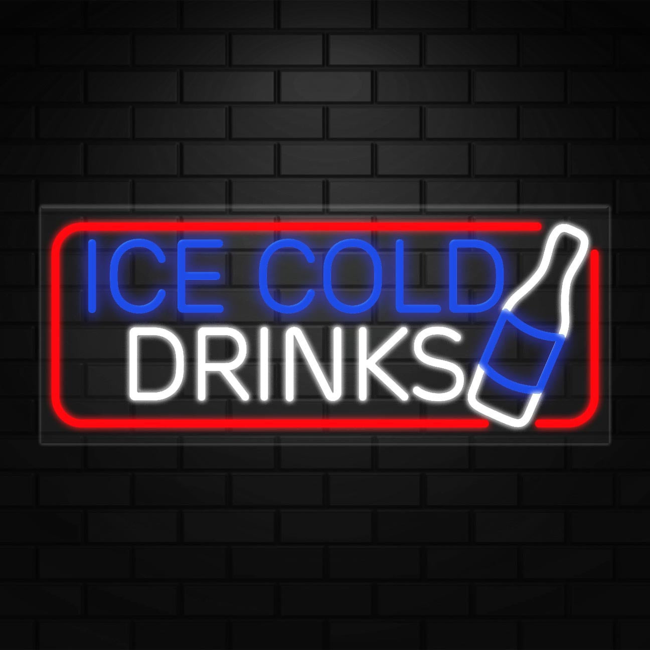 Ice Cold Drinks Sign for Window Displays | LED Flex Neon | 32"W x 13"H