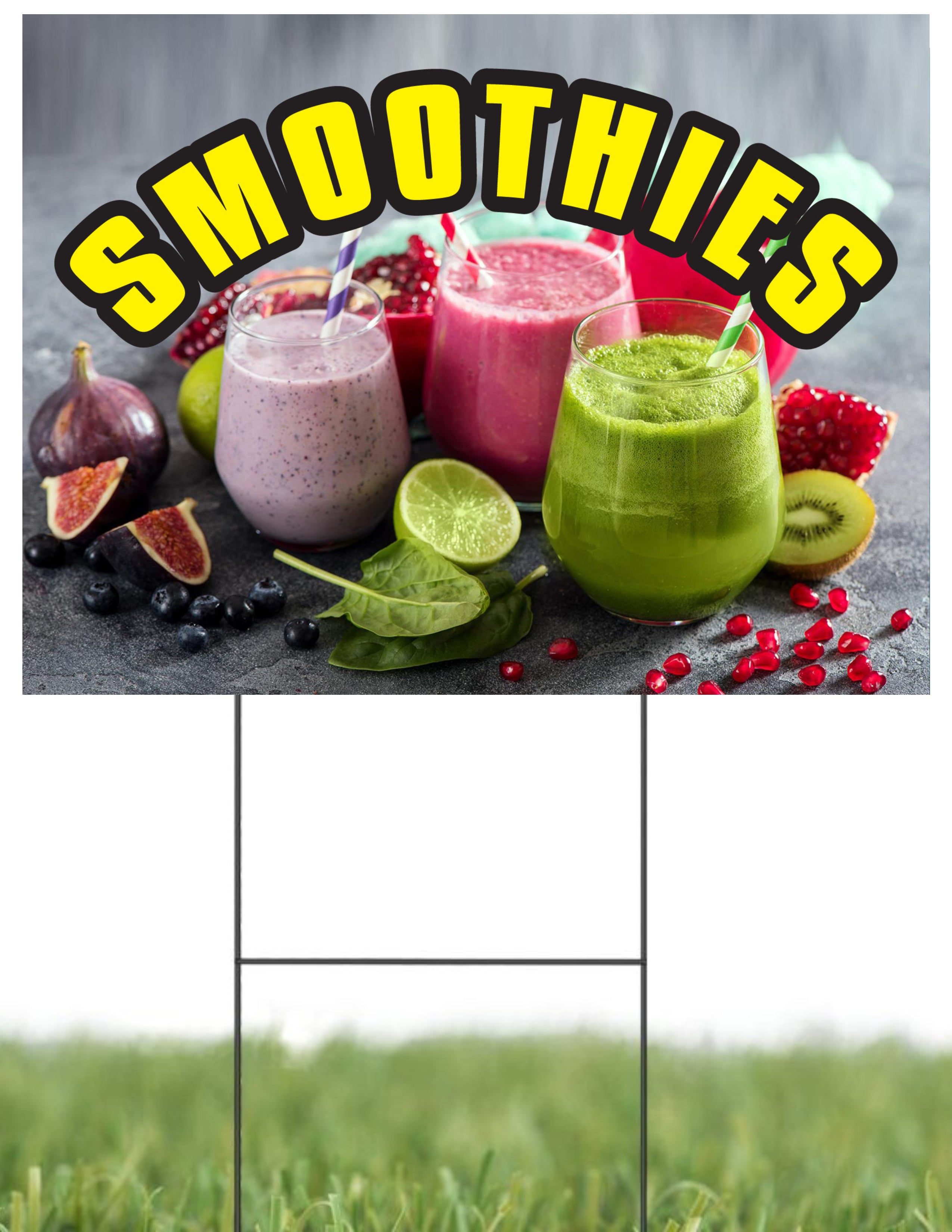 Smoothies | Sidewalk Yard Sign with Metal Stakes | 24"W x 18"H
